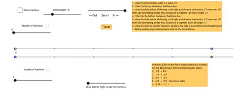 Add Fraction Number Line GeoGebra