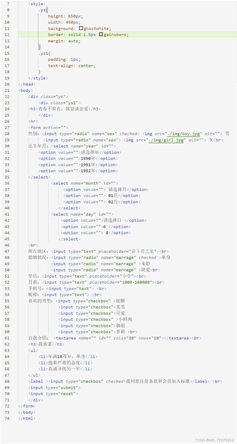 表单标签及案例 Csdn博客
