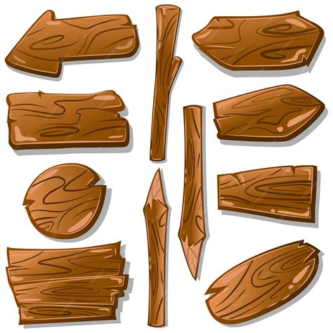 Dibujos Animados De Madera Signos Y Punteros Conjunto De Vectores