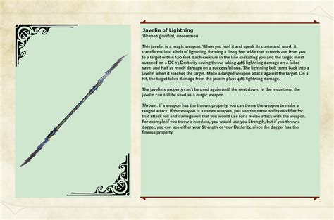 Javelin Of Lightning Penastria Wiki Fandom