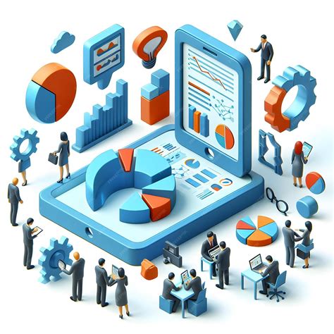 3d Data Analysis Icon Cartoon Style Concept For Statistical Analysis And Business Intelligence