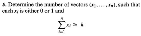 5 Determine The Number Of Vectors X1xn Such
