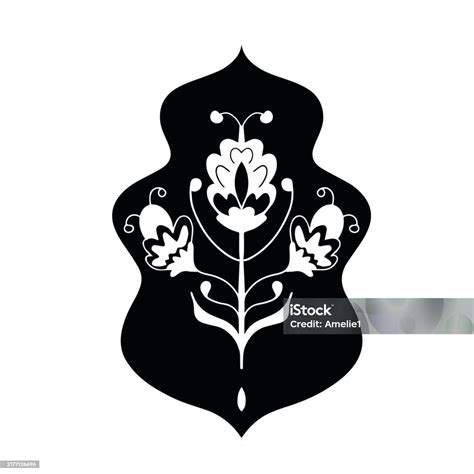 Linocut 꽃 장식 흑인과 백인 낙서 라인 아트 스타일 벡터 일러스트 레이 션 0명에 대한 스톡 벡터 아트 및 기타 이미지 0명 검은색 꽃 식물 Istock