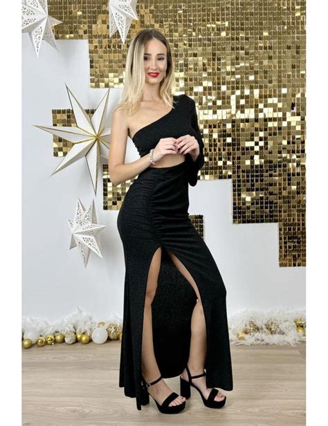Black Lurex Cut Out Dress