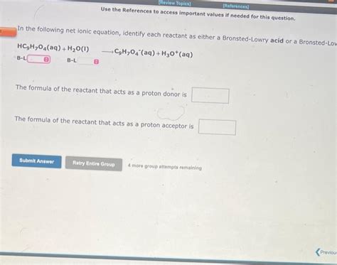 solved in the following net ionic equation identify each