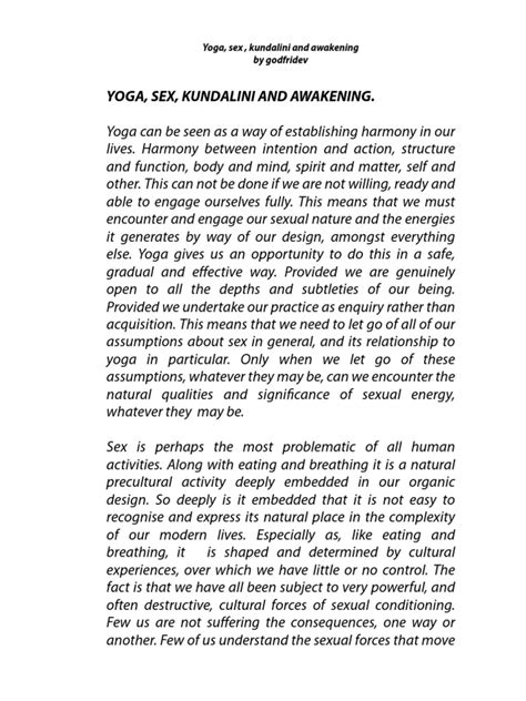 Sex And Yoga Pdf Kundalini Yoga