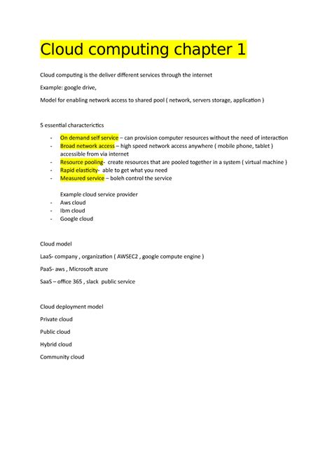 Cloud Computing Chapter 1 Studocu