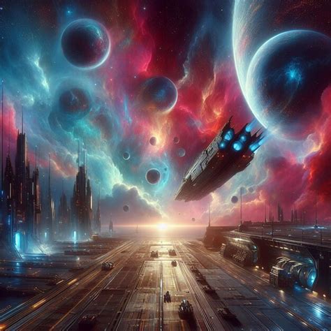 Des Quais Spatiaux Où Les Vaisseaux Spatiaux Sont Alimentés Par Les Gaz