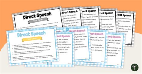 Using Speech Marks In Direct Speech Task Cards Teach Starter