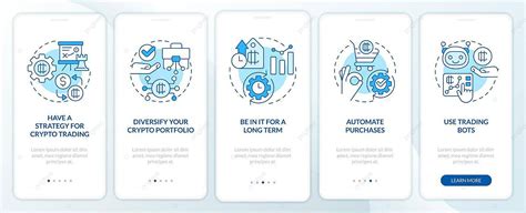 Cryptocurrency Tips Blue Onboarding Mobile App Screen User Application Cryptocurrency Vector