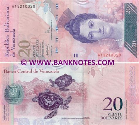 Venezuela 20 Bolivares 2007 Venezuelan Currency Banknotes South American Currency Bank Notes