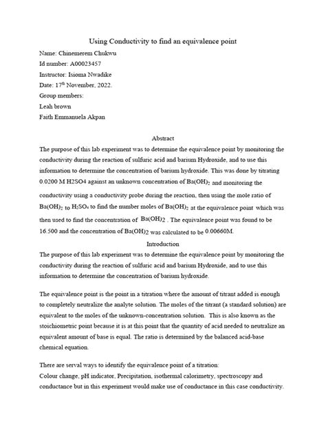 Using Conductivity To Find An Equivalence Point Pdf