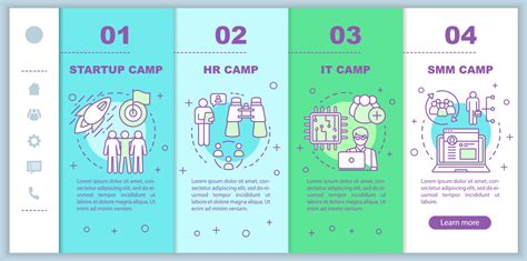Startup Company Corporate Camps Onboarding Mobile Web Pages Vector Template Responsive