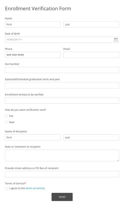Enrollment Verification Form Template 123formbuilder