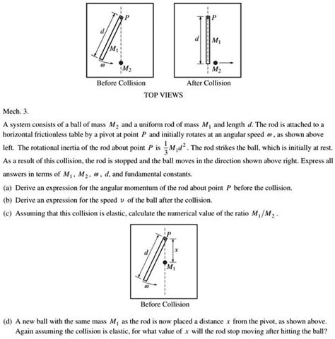 solved m2 before collision after collision top views mech 3 a system consists of a ball of