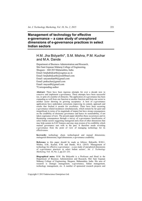 Pdf Management Of Technology For Effective E Governance A Case