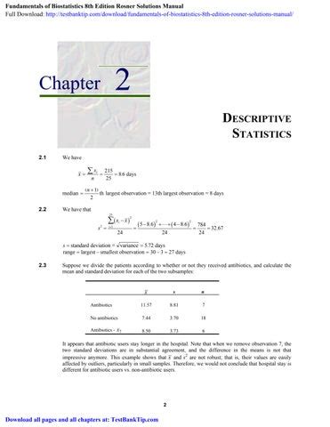Fundamentals Of Biostatistics 8th Edition Rosner Solutions Manual By