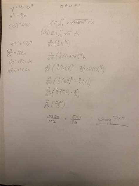 Calc Ii Where Did I Go Wrong Find The Surface Area Of Revolution