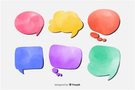수채화 연설 거품 컬렉션 무료 벡터