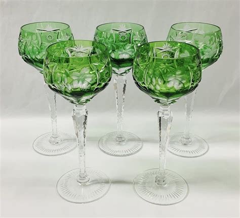 Bohemian Coloured Crystal Hock Wine Glasses Cynthia Findlay Fine