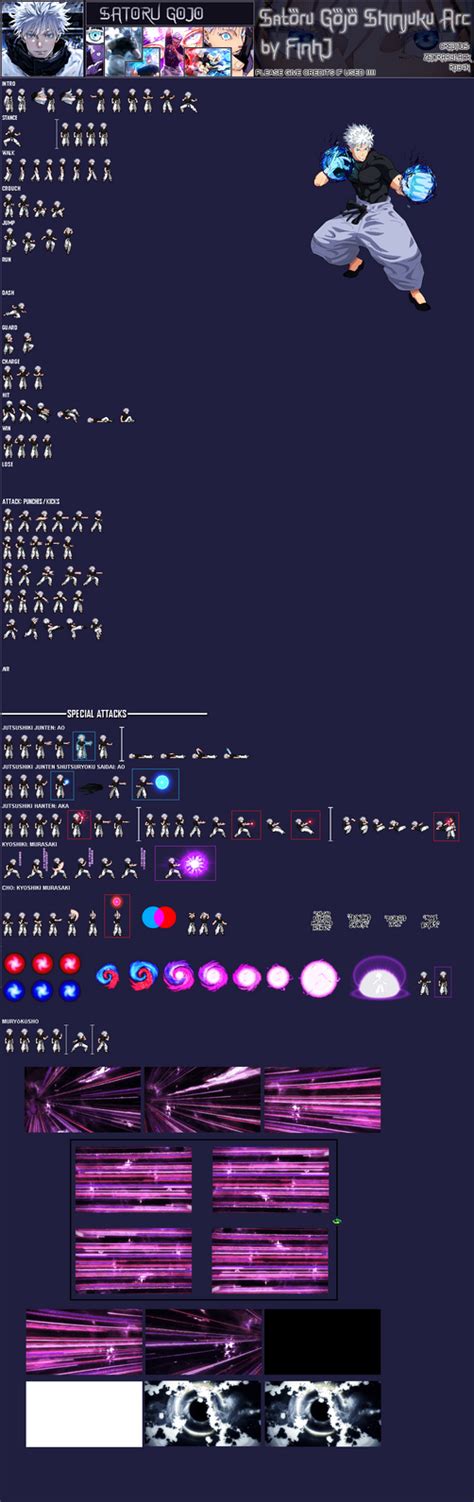 Satoru Gojo Arc Shinjuku Jus Sprite Sheet 90 By Finhj On Deviantart