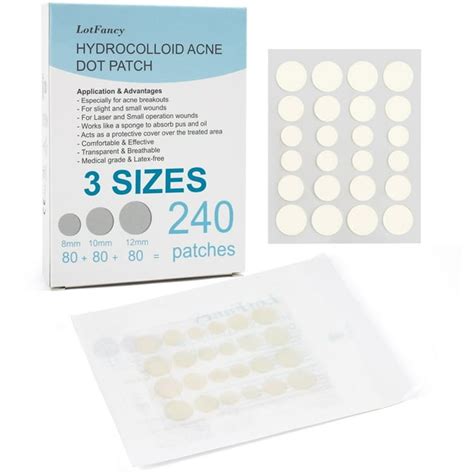 Lotfancy Acne Treatment Pads 240 Ct Spot Dots Thin Hydrocolloid