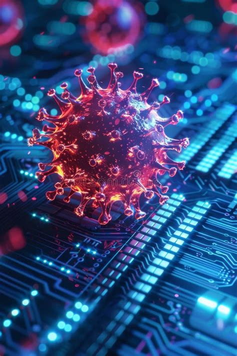 A Graphic Illustration Of A Virus Attacking A Computer Network Stock Illustration Illustration