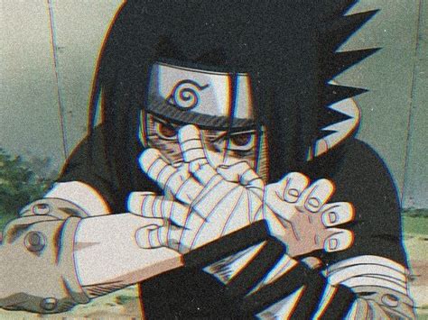 Sasuke From Naruto With His Brend New Black Suit On A Defense Position