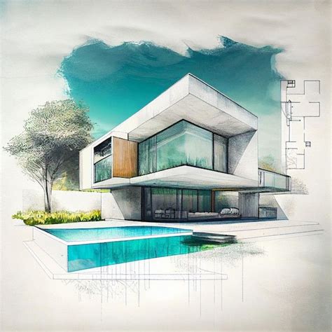 Luxury House Architecture Drawing Sketch Plan Blueprint