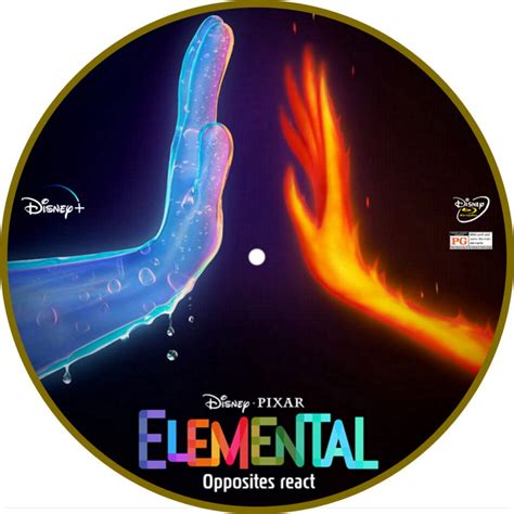 Elemental 2023 R1 Custom Blu Ray Label DVDcover