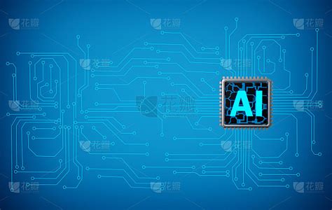 Ai芯片组在电路板上的未来概念。3d渲染