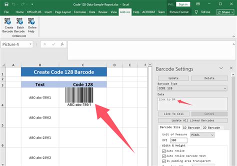 code 128 barcode generator excel add in free download how to generate