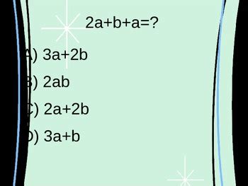 Simplifying Algebraic Expressions Multiple Choice Quiz PowerPoint