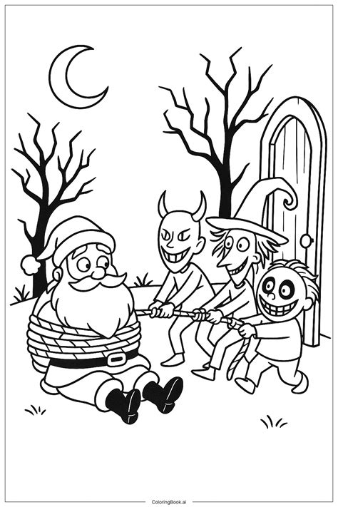 크리스마스의 악몽에서 산타클로스가 납치되다 색칠하기 페이지 무료 Pdfandpng 인쇄 가능