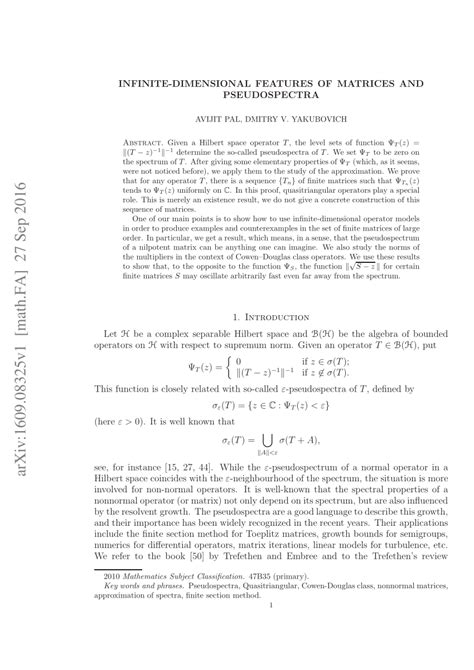 Pdf Infinite Dimensional Features Of Matrices And Pseudospectra