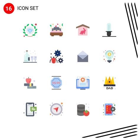 Universal Icon Symbols Group Of 16 Modern Flat Colors Of Glass Alcohol House Weapon Light Saber