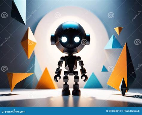 3d Rendering Of A Robot Geometric Shapes Stock Illustration