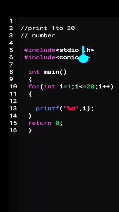 Print 1to 20 Number 🔥😱😱 In C Programming Shorts Youtubeshorts Viral