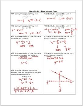 Linear Equations And Functions Warm Ups Unit Int Algebra