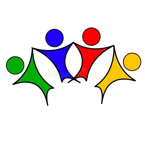 Illustration Of Four People Image For Group Or Community Logo Stock
