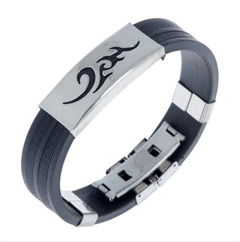 Pulsera Acero Inoxidable Y Caucho Silic N Para Hombre En Mercado Libre