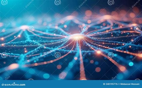 Digital Network Visualization With Nodes And Connections Representing Ai Stock Illustration