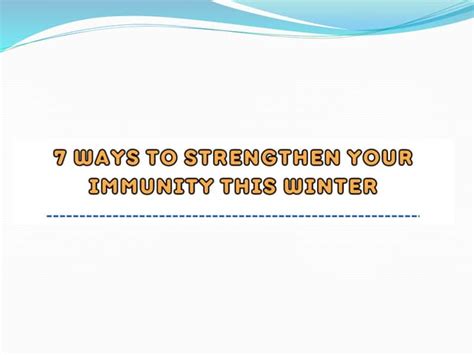7 Ways To Strengthen Your Immunity This Winter Yakult India Ppt