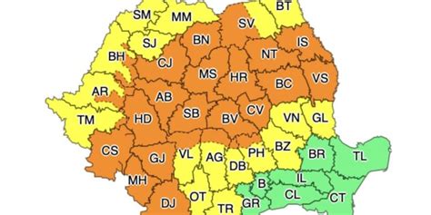 Cod portocaliu și cod galben de ploi torențiale vijelii și caniculă Alerte meteo emise de ANM