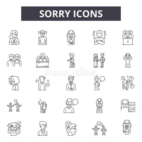 Sorry Line Icons Signs Vector Set Linear Concept Outline Illustration Stock Vector