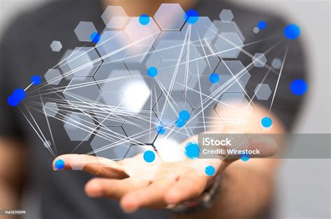사업가의 손바닥에 상호 연결된 점의 3d 렌더링 홀로그램 네트워크 개념 3차원 형태에 대한 스톡 사진 및 기타 이미지 3차원 형태 공동체 남자 사업가 Istock