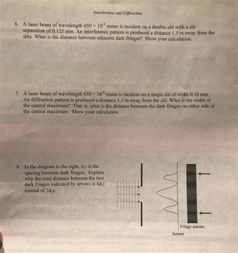 Solved Interference And Diffraction A Laser Beam Of Chegg Com