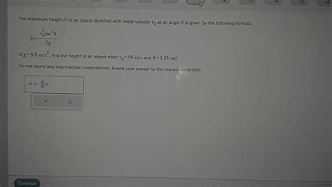 Solved The Maximum Height H Of An Object Launched With Chegg
