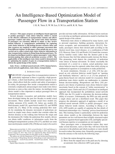 Pdf An Intelligence Based Optimization Model Of Passenger Flow In A Transportation Station