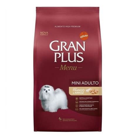 Ração Gran Plus Menu Cães Adultos Mini Frango E Arroz 3Kg Guabi